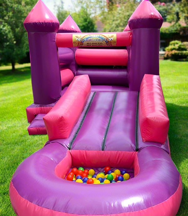 3-IN-1 Princess Castle / Pink & Purple Jumping Castles – TrolleyExpress